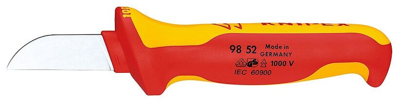 Нож для кабеля VDE, 190 мм, 2К диэлектрическая ручка Knipex KN-9852