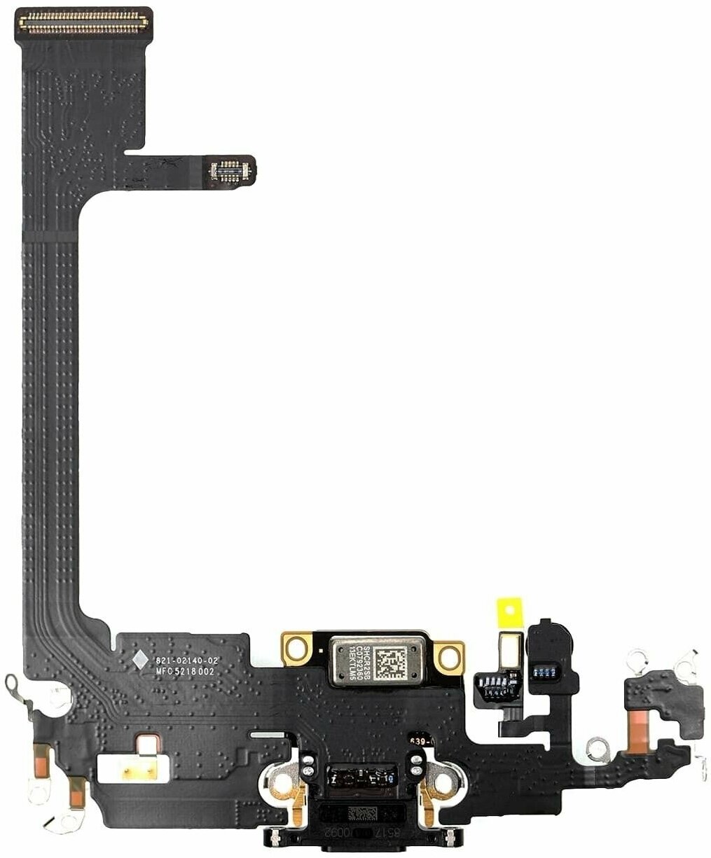 Нижний шлейф (разъем зарядки и синхронизации, микрофоны) iPhone 11 Pro (Черный, Space Gray) (AASP)