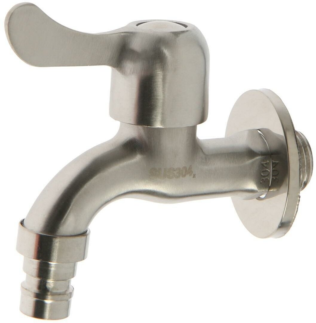 Кран водоразборный Accoona A473-3, 1/2", ручка, нержавеющая сталь, хром