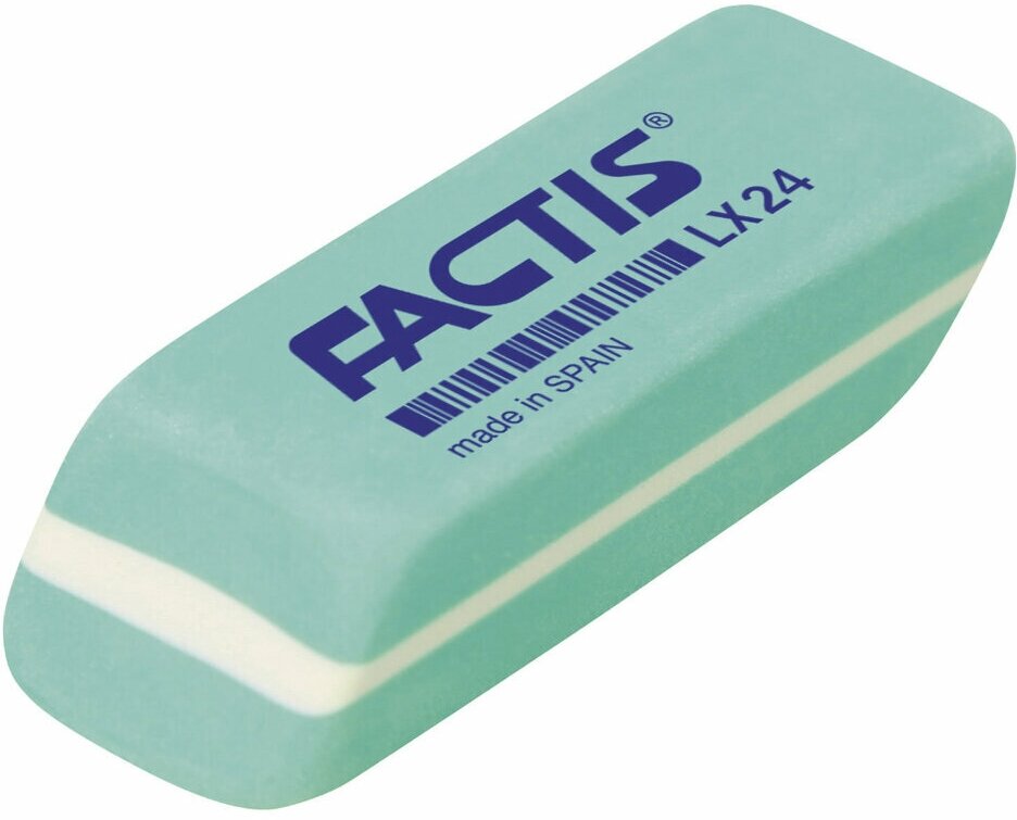 Ластик FACTIS LX 24 (Испания), 55х20х12 мм, зеленый, прямоугольный, скошенные края, мягкий, CPFLX24, 228013