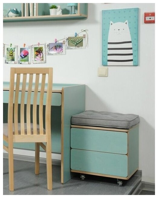 Тумба на колесиках под стол Mesi Вьюн 45х46х45 см, тумба с ящиками, напольная, выкатная