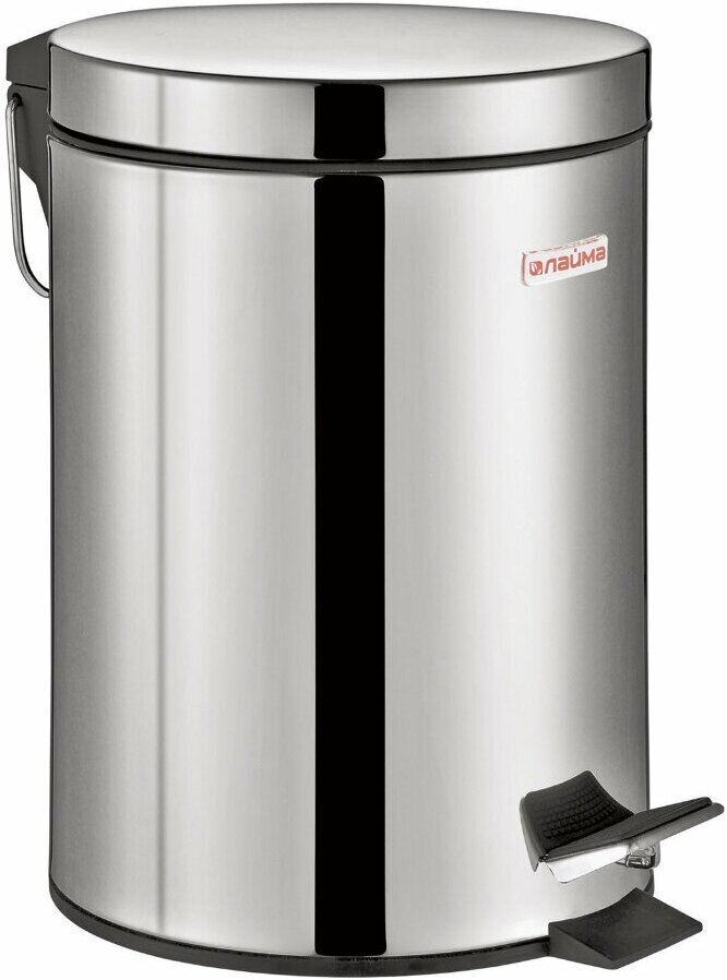 Ведро мусорное с педалью 3 литра "Classic", зеркальное, нержавеющая сталь, со съемным внутренним ведром, LAIMA, 604942, 604942