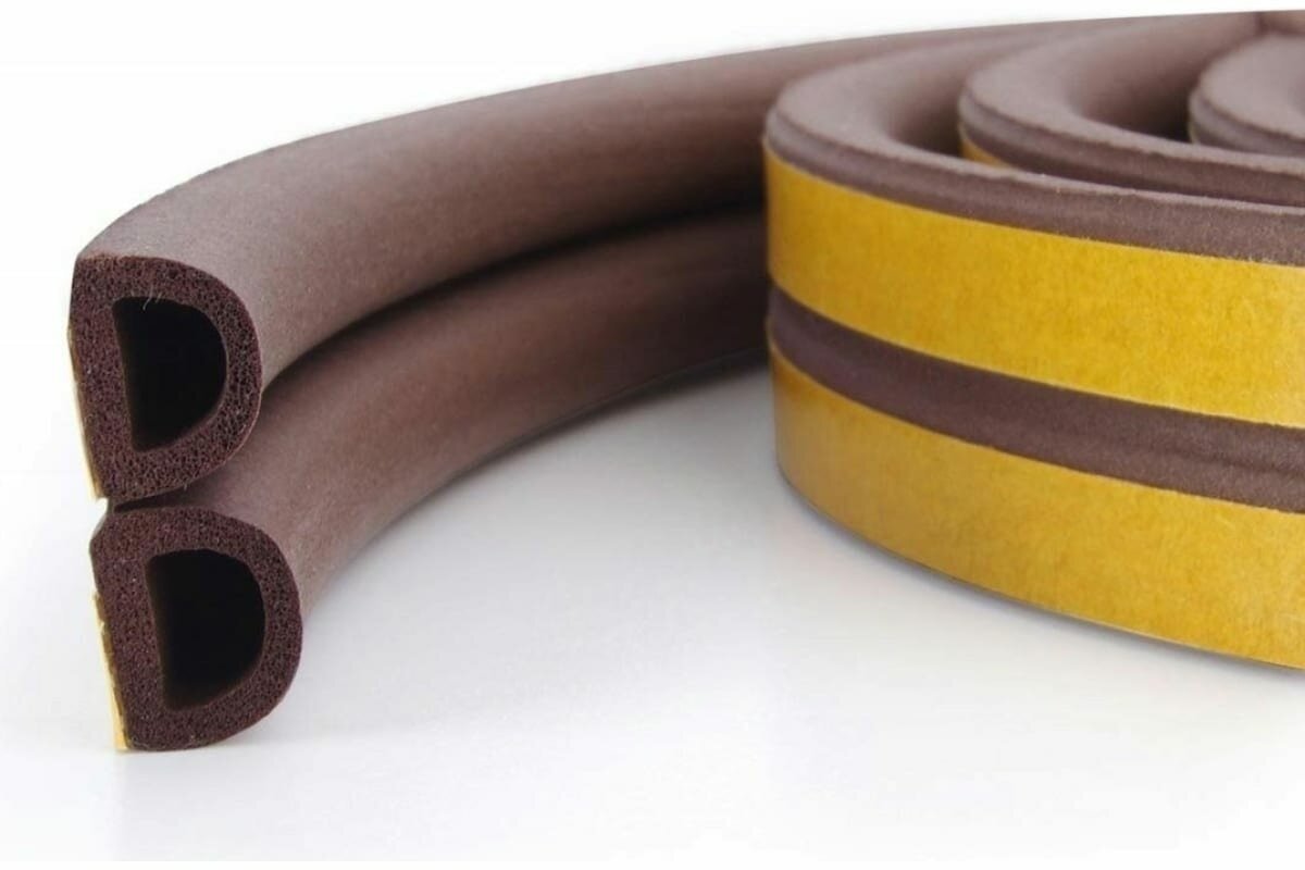 Sila D-профиль 12м самоклеящийся уплотнитель 9х7.4 мм коричневый Польша DB12 SILADВ12