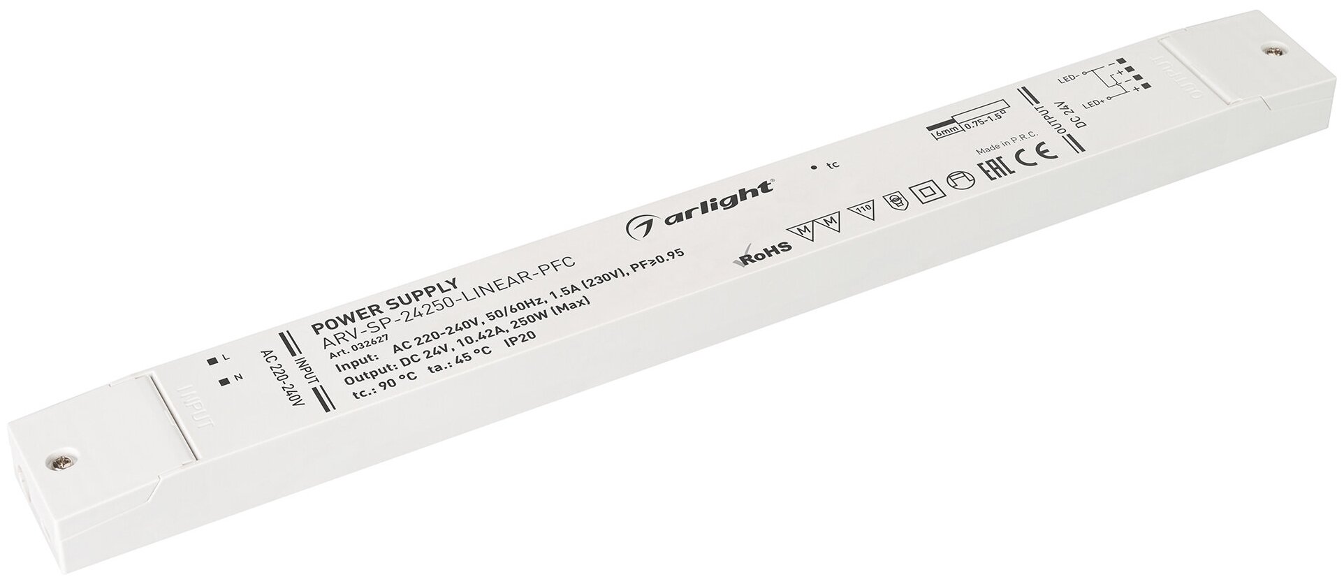 032627 Блок питания ARV-SP-24250-LINEAR-PFC (24V, 10.42A, 250W) (Arlight, IP20 Пластик)
