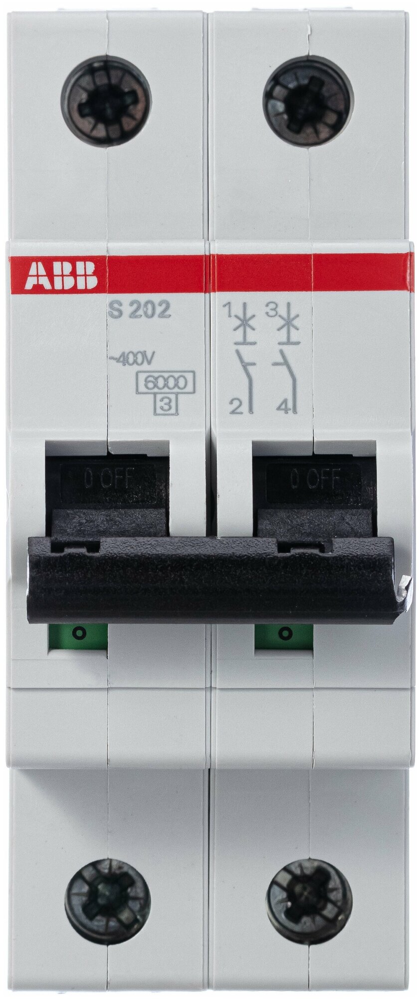 Автоматический выключатель ABB S202 20a 2 полюса, термомагнитный механизм расцепления