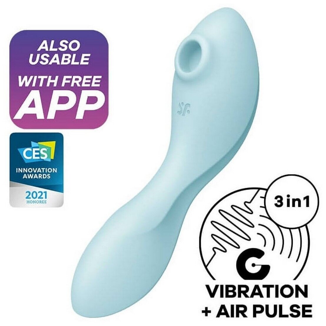 Satisfyer Вакуумно-волновой вибратор Satisfyer Curvy Trinity 5, голубой