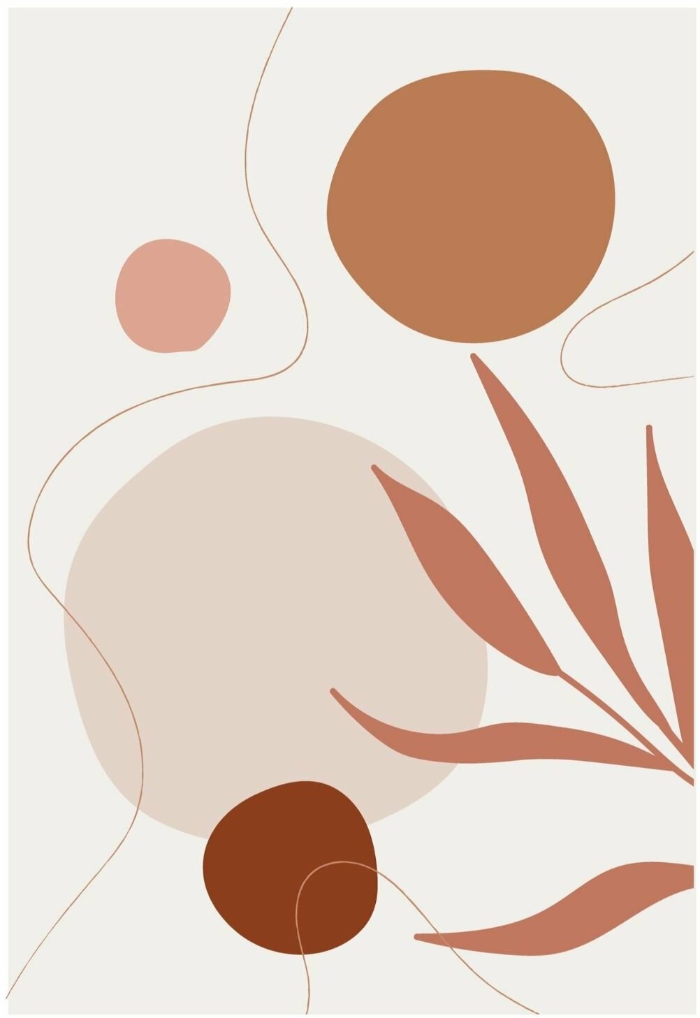 Постер / Плакат / Картина Бежевые Цветочные Узоры 60х90 см в подарочном тубусе