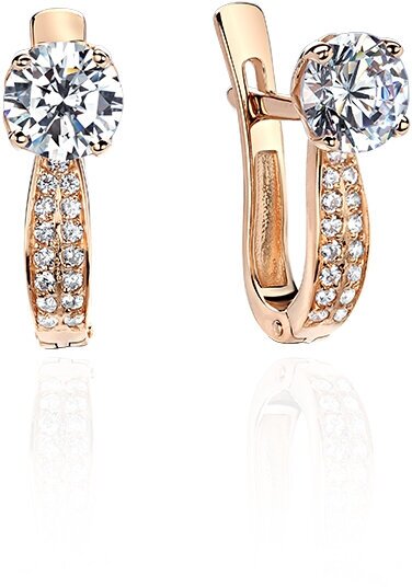 Серьги Эстет, красное золото, 585 проба, фианит