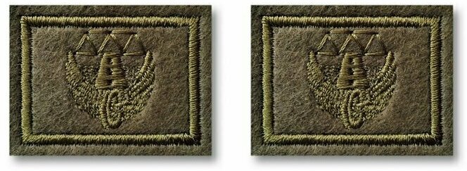 Петлицы Дорожных войск, полевые. С липучкой. Размер 35x25 мм по вышивке.