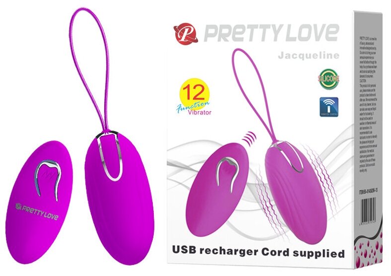 Виброяйцо с нежными волнистыми ребрышками PrettyLove Jacqueline на пульте ДУ