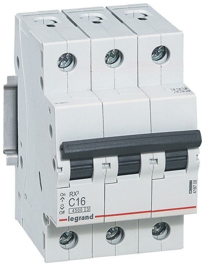 Автоматический выключатель Legrand RX3 3P 16А характеристика C
