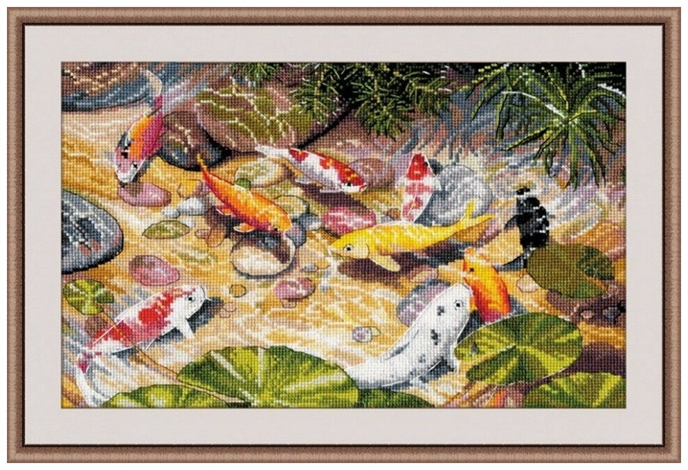 Набор для вышивания Овен #1036 Девять карпов кои, Счетный крест, 29 x 19 см