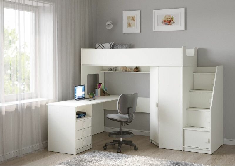 Кровать чердак Легенда B604.32 белый размер матраса 190х80 см