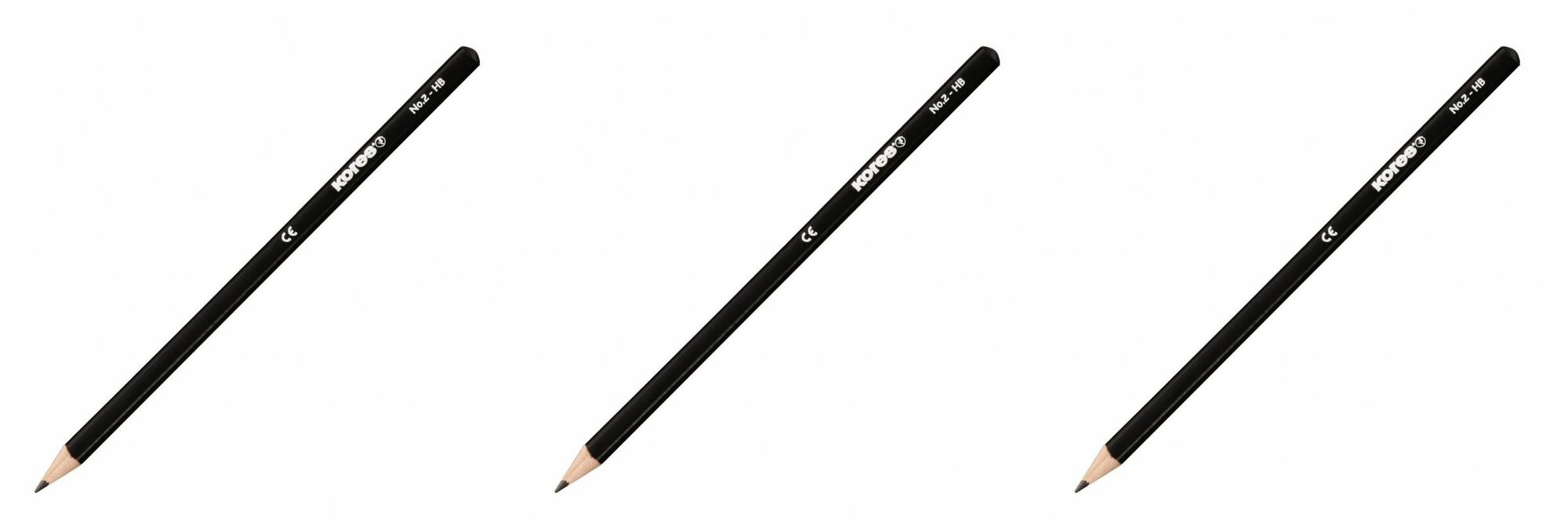 Kores Карандаш чернографитный трехгранный HB без ластика, 3 шт