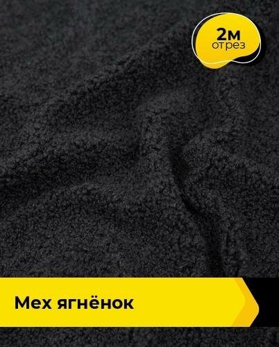 Ткань для шитья и рукоделия Мех "Ягнёнок", отрез 2 м * 170 см, цвет черный
