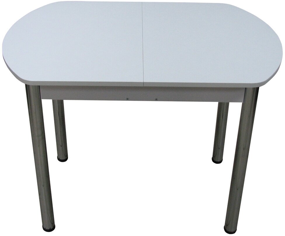 Стол Европейский раздвижной 100*68 см. Белый ноги хром. Вставка 28 см.