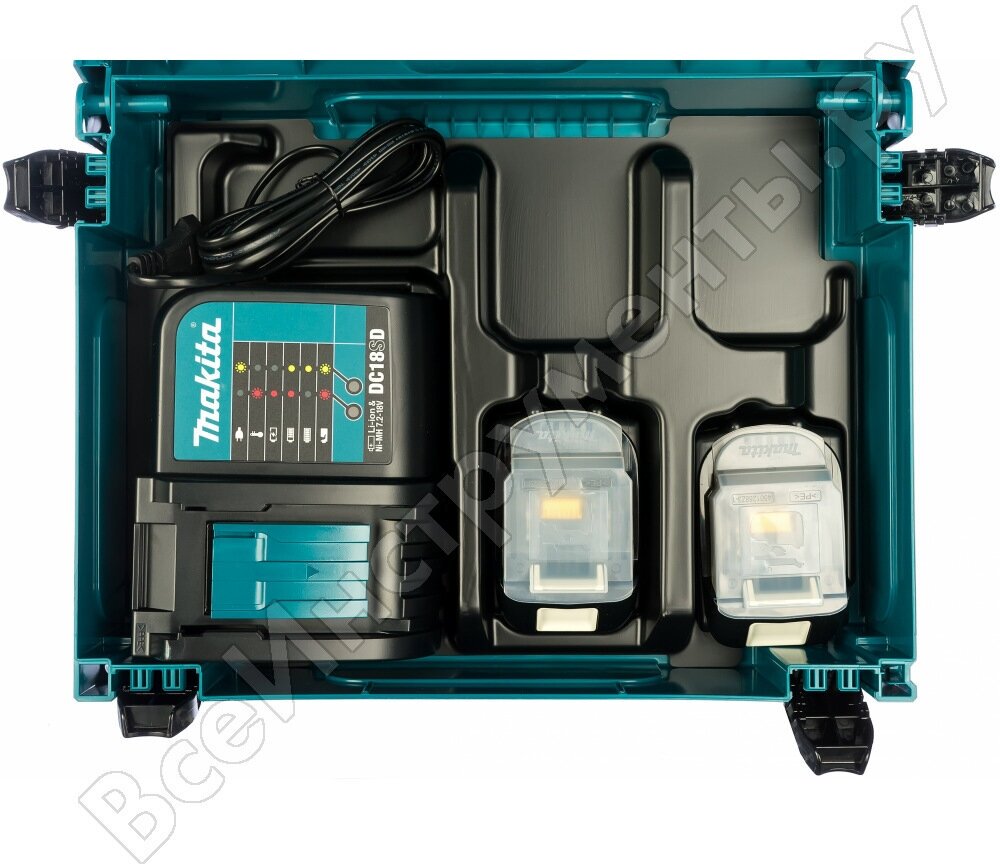 Аккумулятор BL1815N 2 шт. Li‑Ion 18 В 1.5 А·ч с зарядным устройством DC18SD Makita 197143‑8, LXT, индикатор заряда