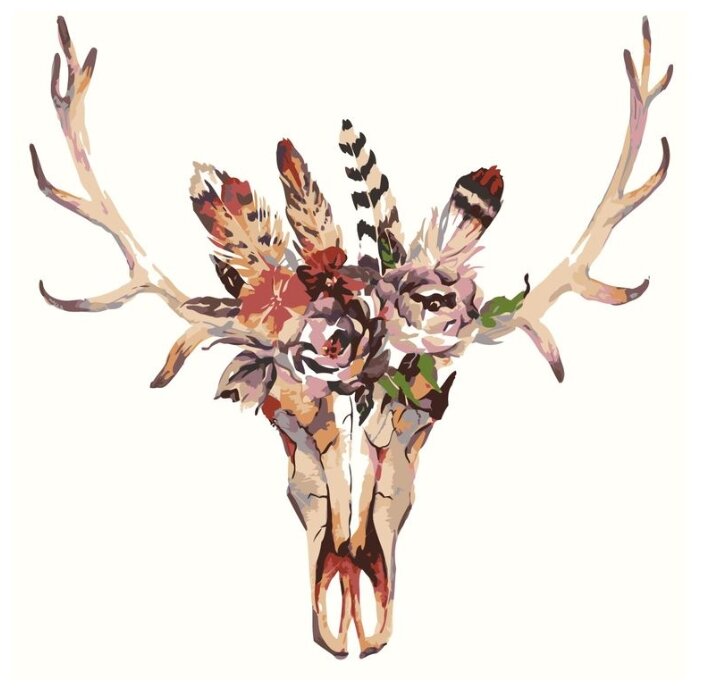 Картина по номерам ЖПН на холсте с подрамником "Череп", Раскраска 40х40 см, Череп Фэнтези