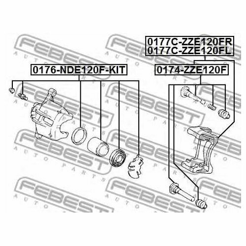 Скоба тормозного суппорта Febest 0177CZZE120FL для Toyota Corolla, Corolla Verso