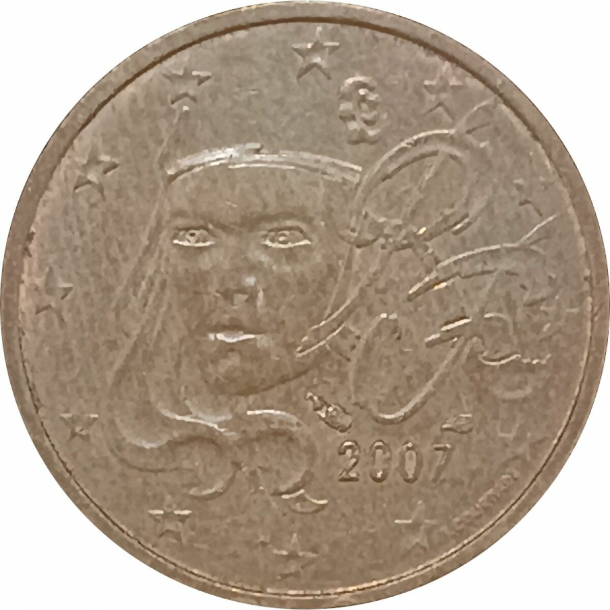 2 евроцента 2007 Франция из оборота