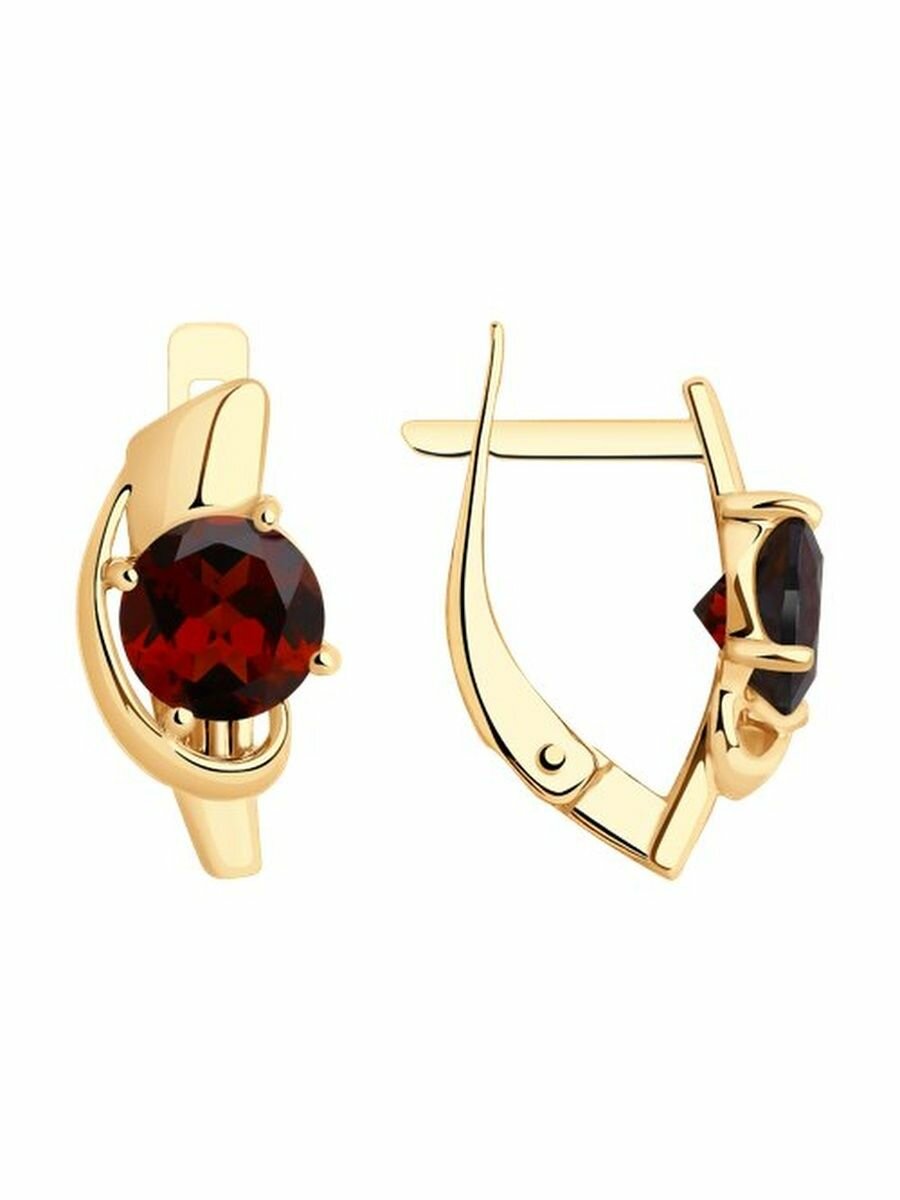 Серьги, красное золото, 375 проба, гранат