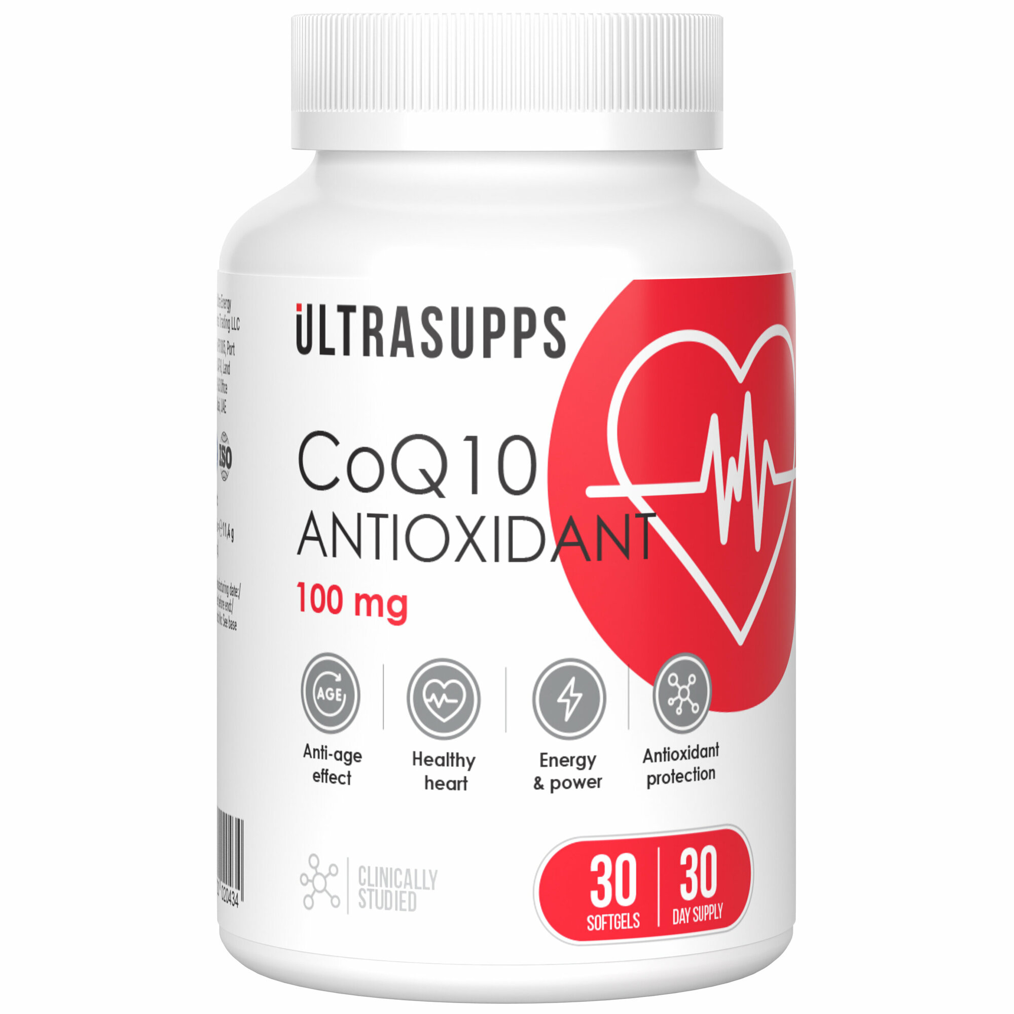 Биологически активная добавка UltraSupps "Coenzyme Q10", 100мг, 30 капсул