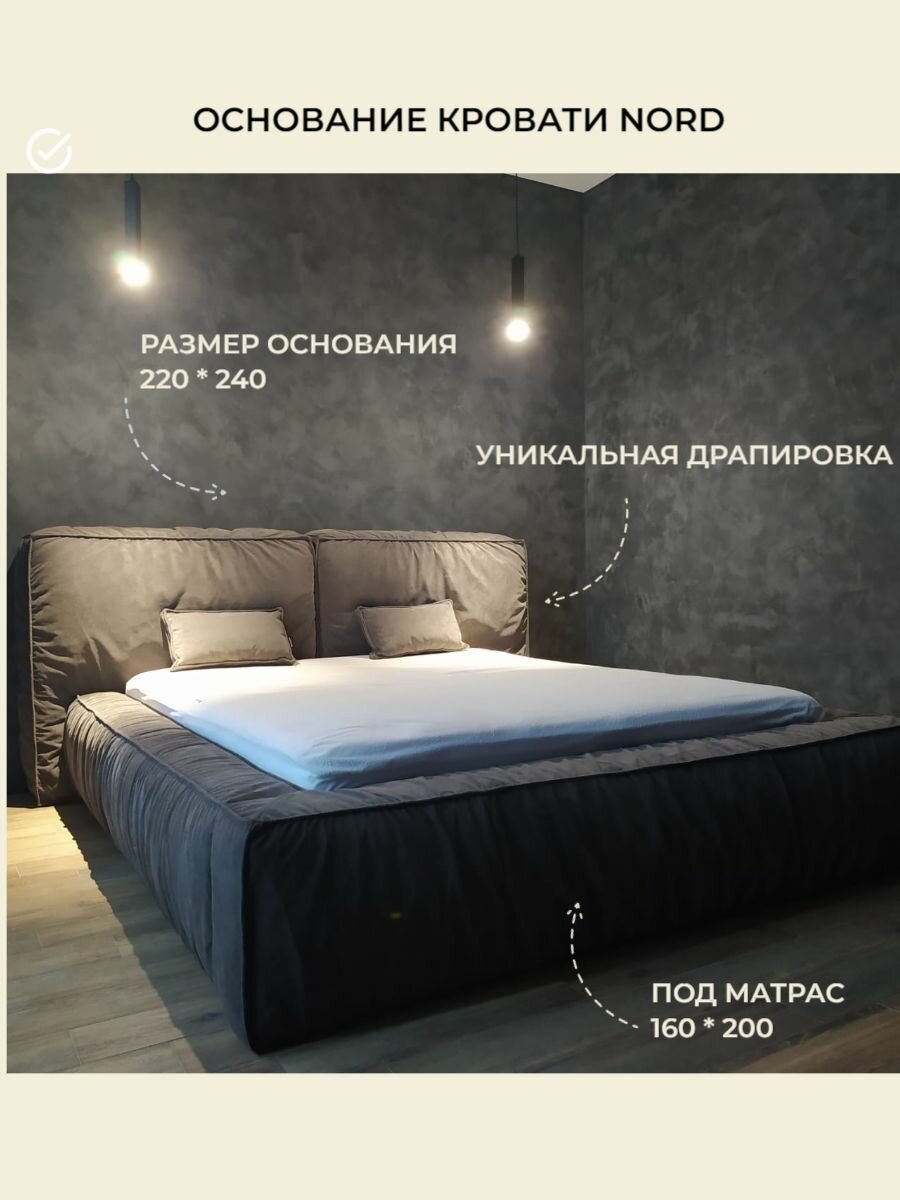 Основание кровати в стиле лофт, двуспальная кровать NORD под матрас 160*200