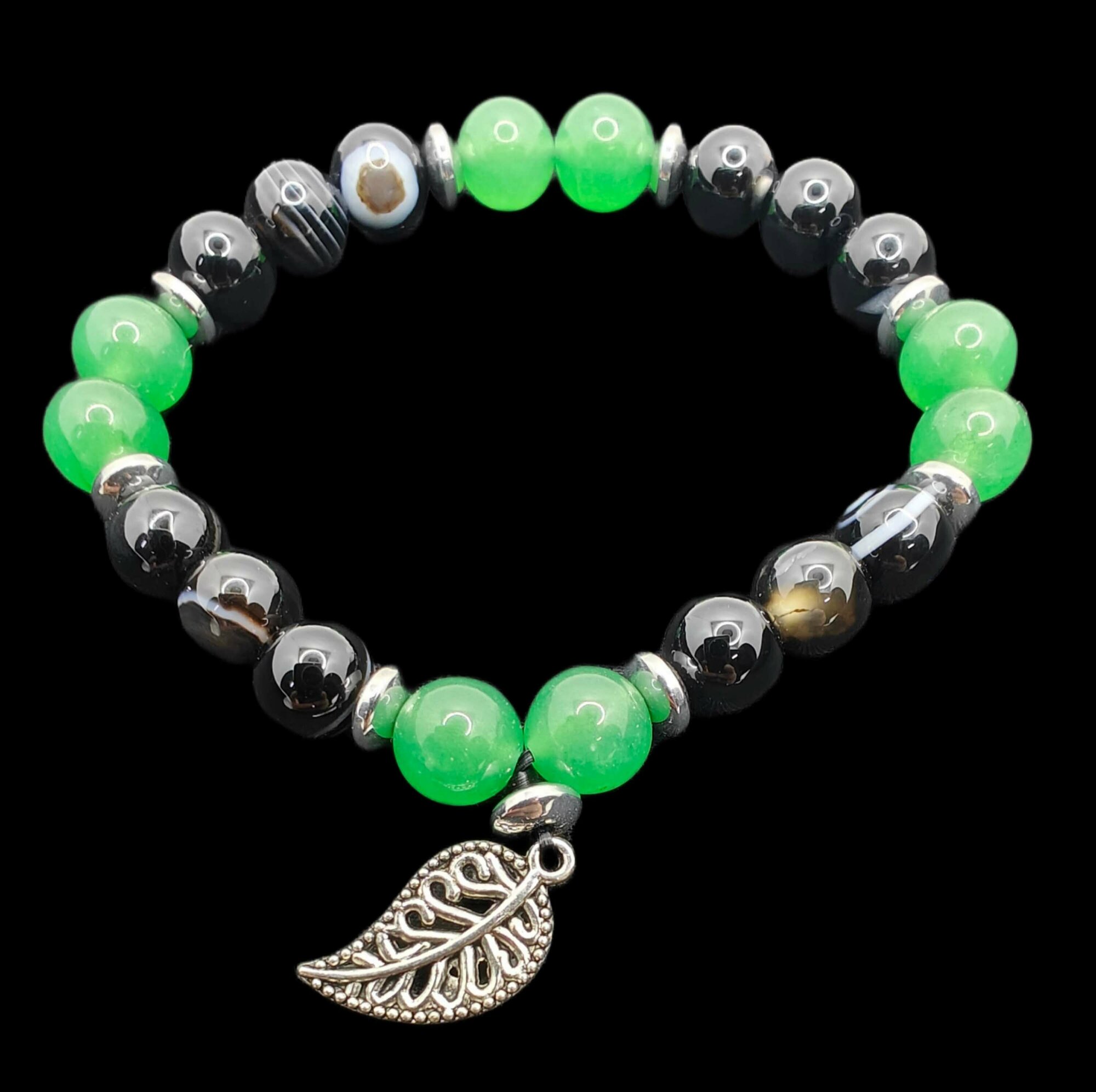 Браслет-нить, нефрит, агат