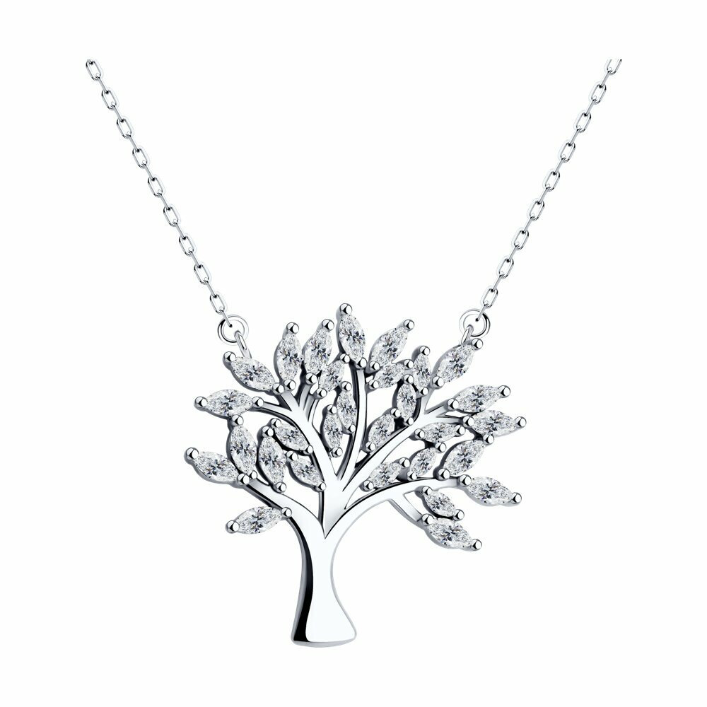 Колье, серебро, 925 проба, родирование, фианит