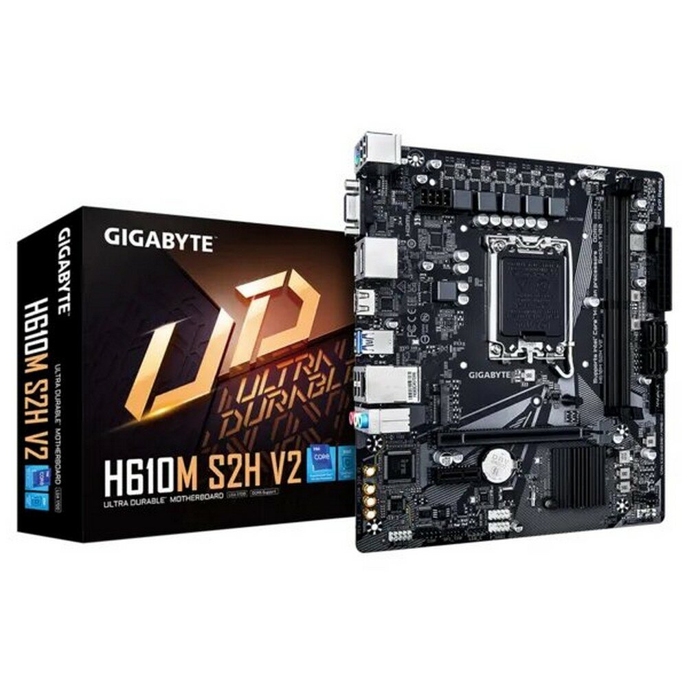 Материнская плата GIGABYTE H610M S2H V2 (LGA1700, mATX, H610, 2xDDR5, 1xPCI-Ex16, 1xM.2, HDMI+DP+VGA, RTL) (H610M S2H V2)