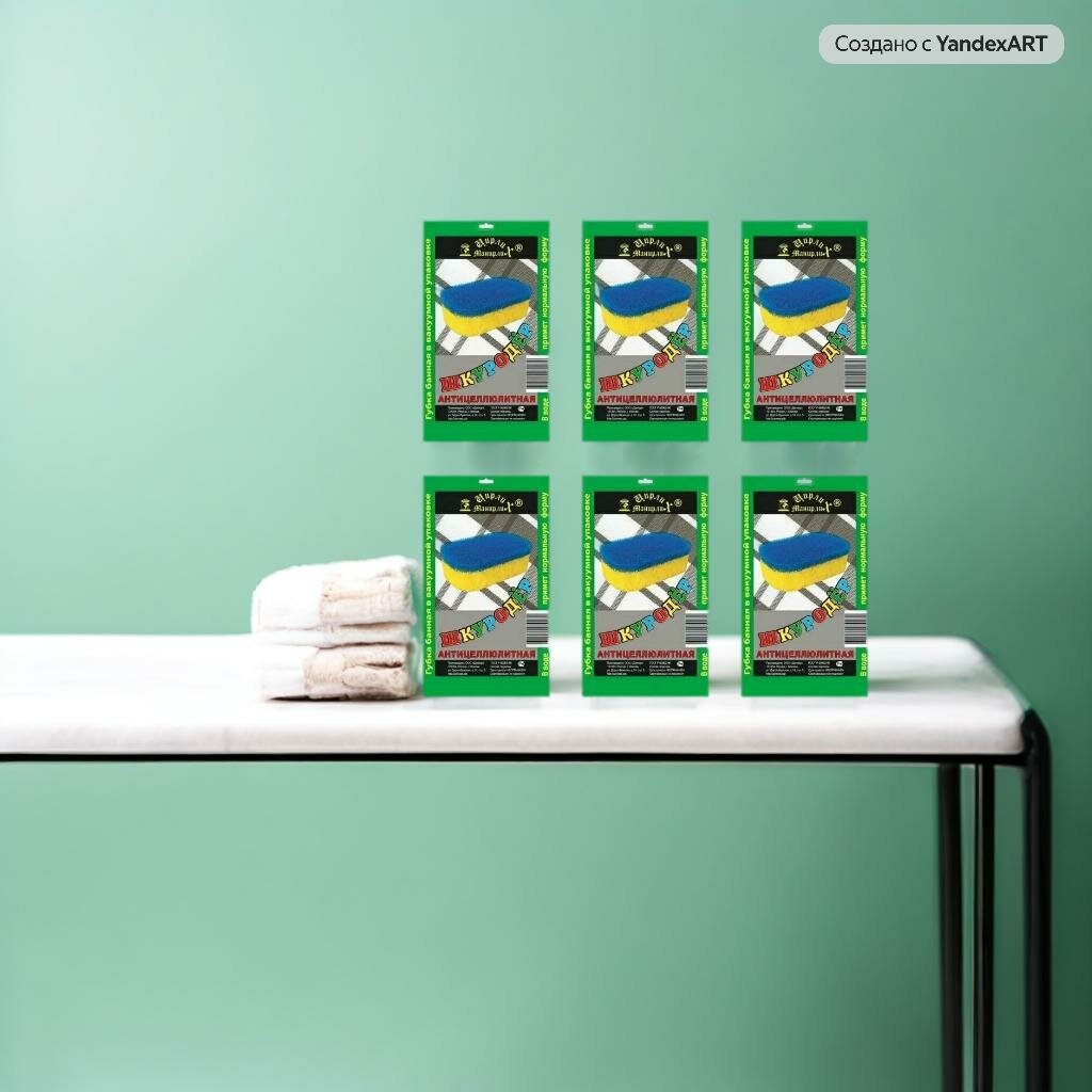 Губка банная Цирлих Манирлих массажная Шкуродер, антицеллюлитная, 6 шт.