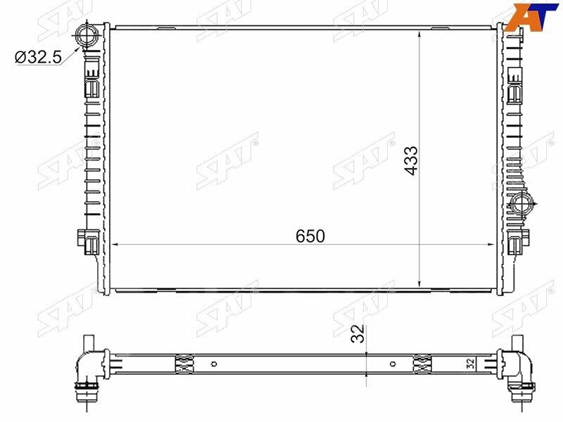 . SAT Радиатор охлаждения двигателя для Audi A3 12-19 , Skoda Octavia 12-20 , Volkswagen Golf 12-19 , Passat 80- , Tiguan 16- , Aud