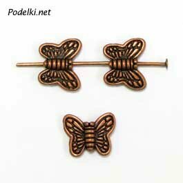 Металлическая бусина Бабочка 0003554 медный цвет 11x9 мм, цена за 10 шт.