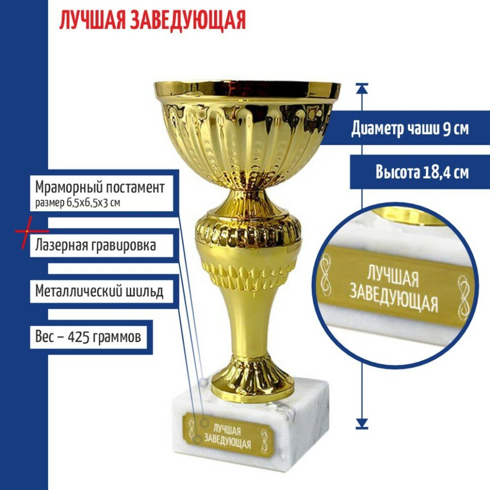 Кубок "Лучшая заведующая " на мраморном постаменте (18,4 см)