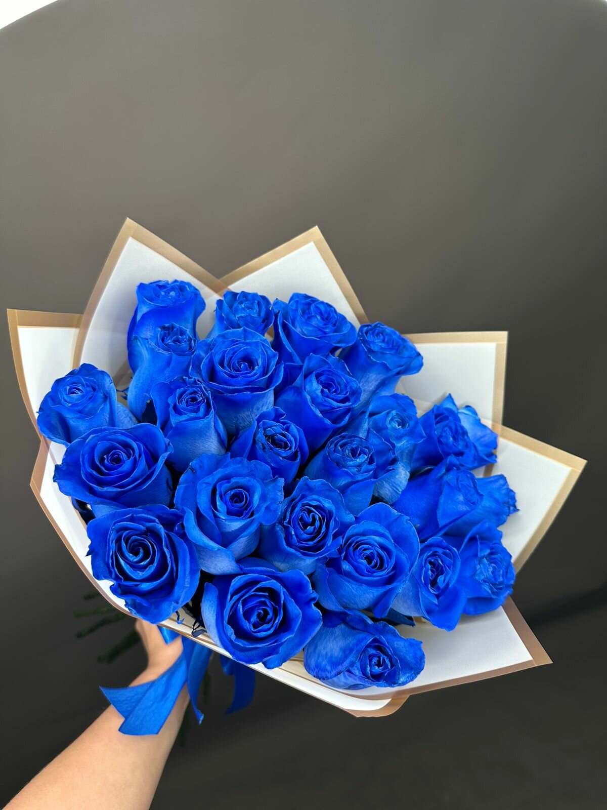 Монобукет Premium Flowers "Синие Розы", 60см, 25шт - Подарок для любого повода!