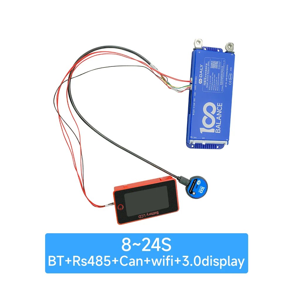 Daly bms Smart bms wifi bluetooth 100-250A для литий-ионных аккумуляторов 100A, 8-24s wifi 3.0 lcd