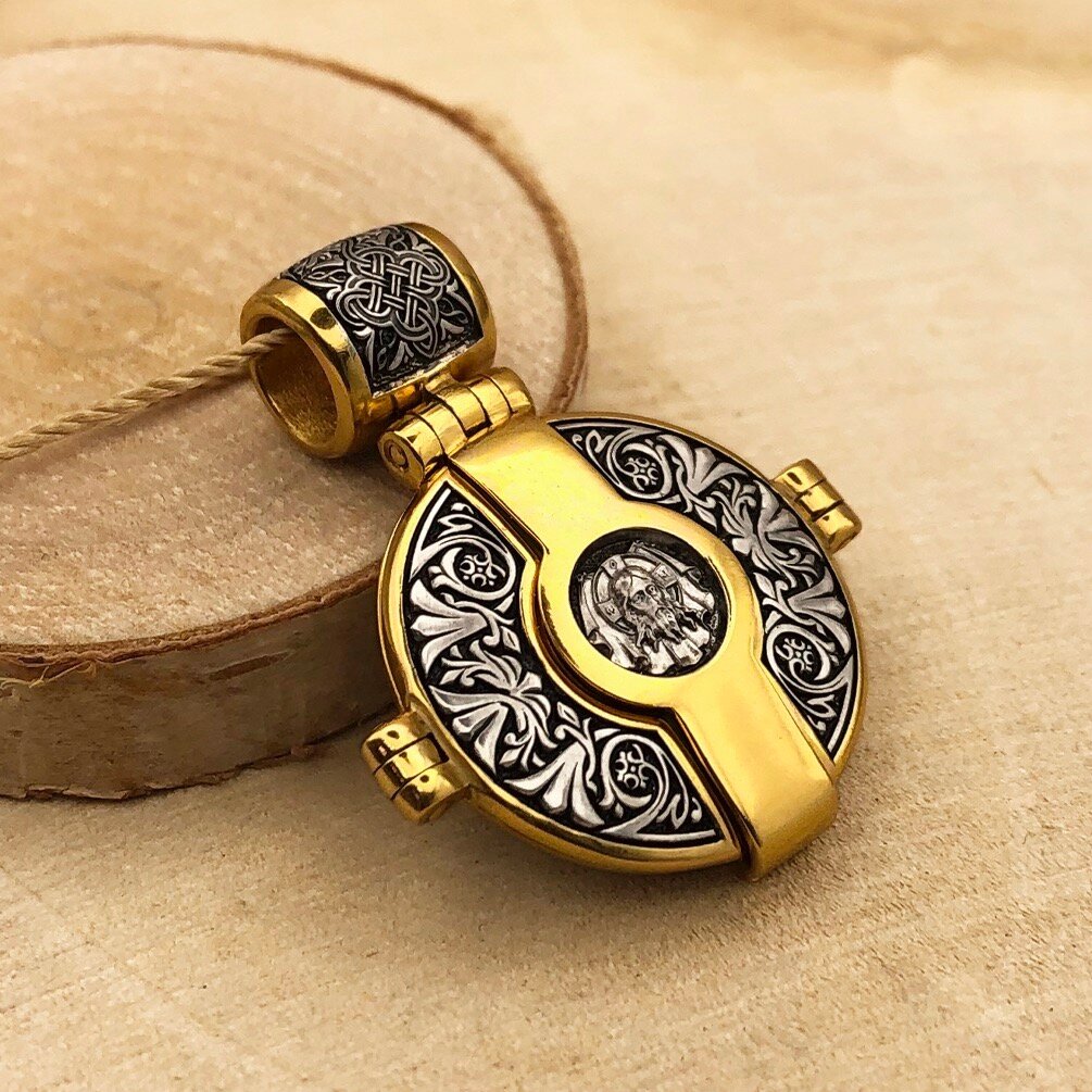 Подвеска, серебро, 925 проба, чернение, золочение, оксидирование