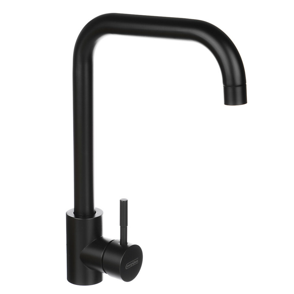 СоюзКран SS01-R133 (567-144), Смеситель для кухни, поворотный излив 30см, картридж 35мм, нержавеющая сталь, черный
