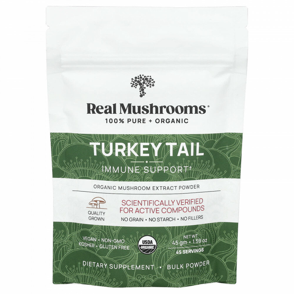 Real Mushrooms, Индейка, порошок экстракта органических грибов, 45 г (1,59 унции)