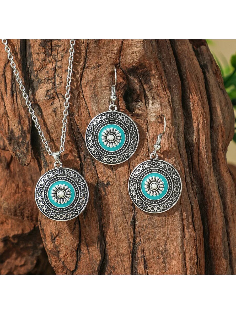 Комплект бижутерии: цепь, бирюза синтетическая