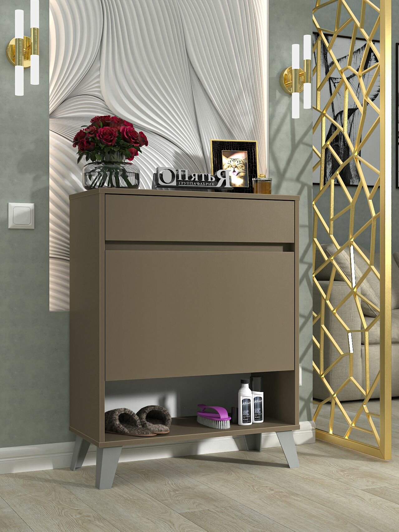 Обувница на высоких ножках деревянная