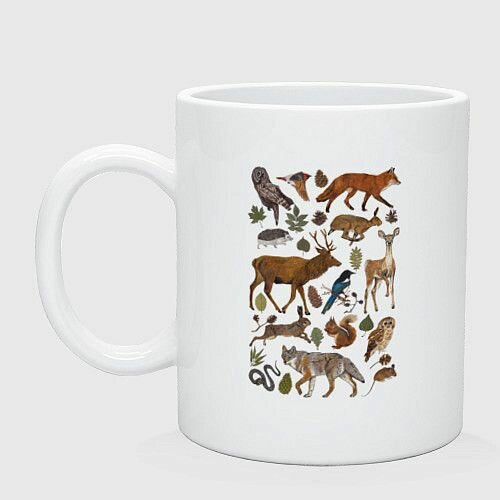 Лесные животные и птицы Керамическая кружка