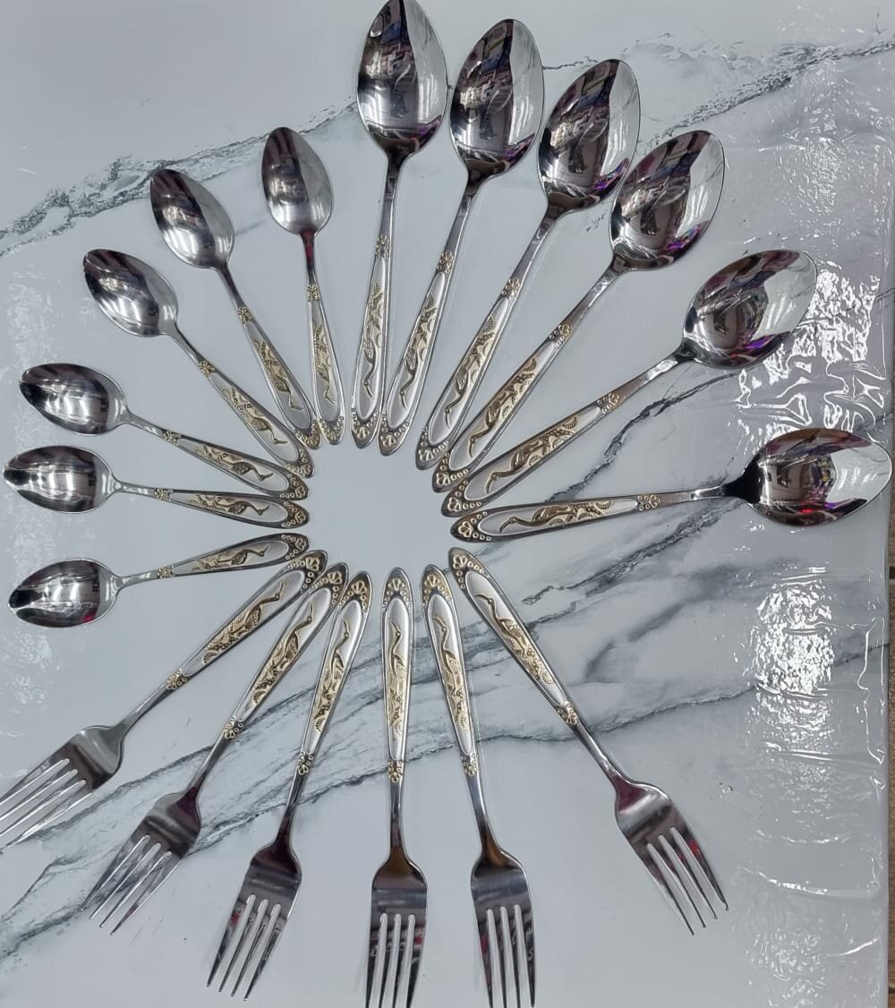 Набор столовых приборов, 18 шт, нержавеющая сталь, цвет серебро