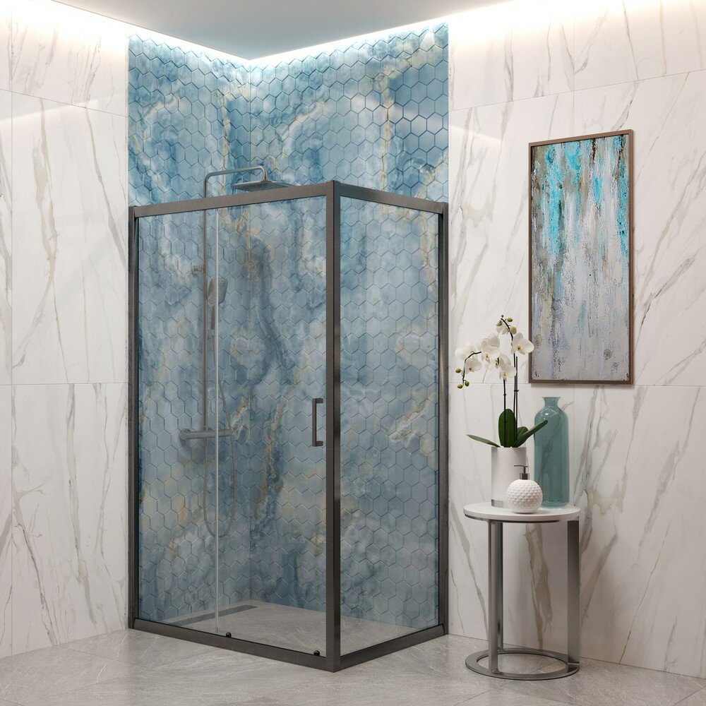 Душевое ограждение без поддона EVA GOLD EG2G 120х90 Оружейная Сталь