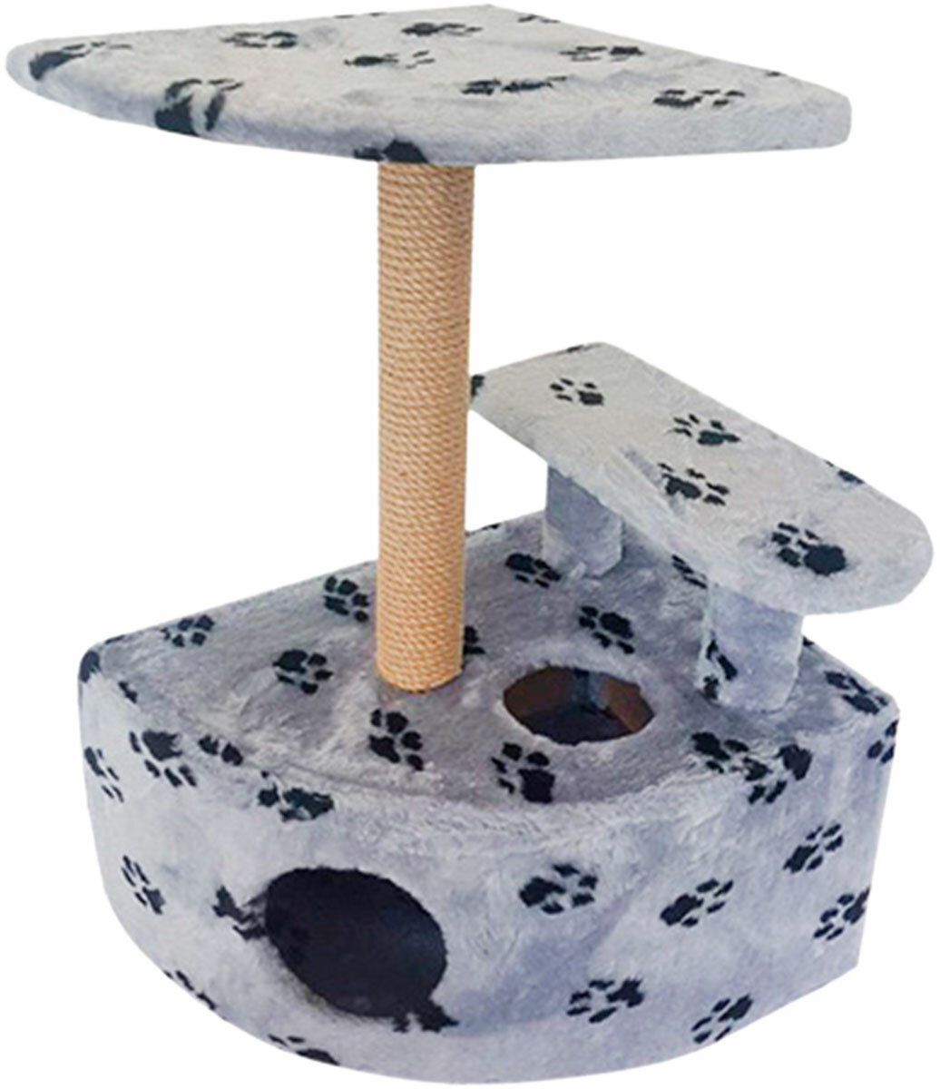 Домик Угловой со ступенькой Пушок мех светло-серый с лапками (1 шт)