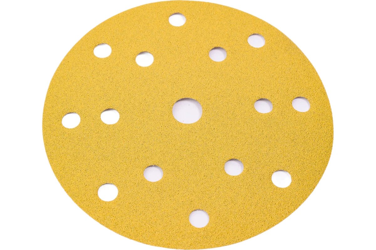 BRUSHTEX 150Y15-100 шлифовальный диск желтый липучка 150 мм 15 отверстий P100, 5 шт