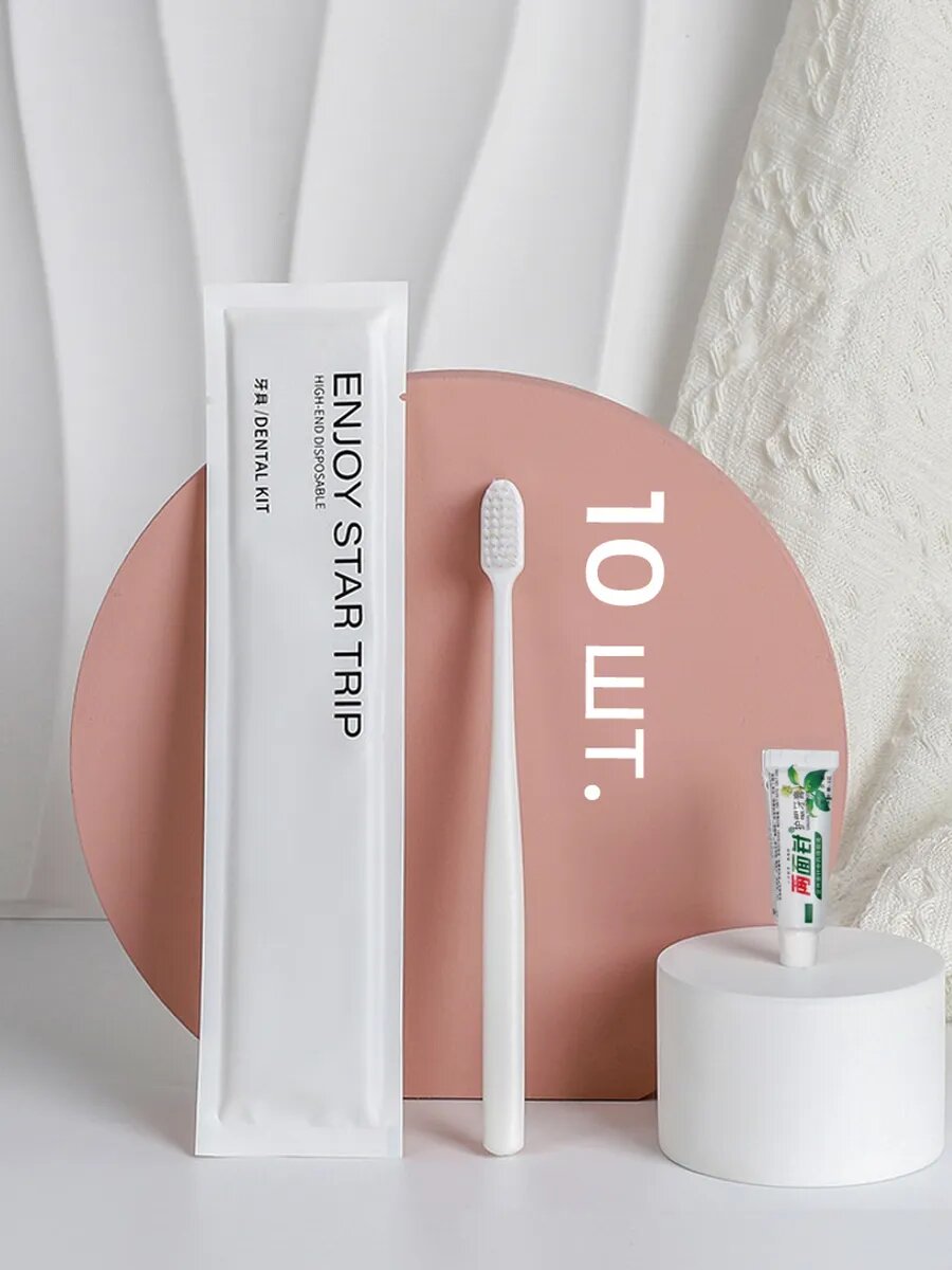 Зубная щетка Perfect Smile, средняя жесткость, с пастой, 2-в-1, одноразовая, 10шт