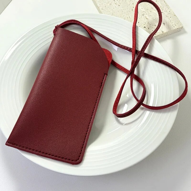 Сумка для хранения уличных очков из искусственной кожи, подвесной чехол для очков на шею, зажим для хранения солнцезащитных очков, однотонная сумка для очков