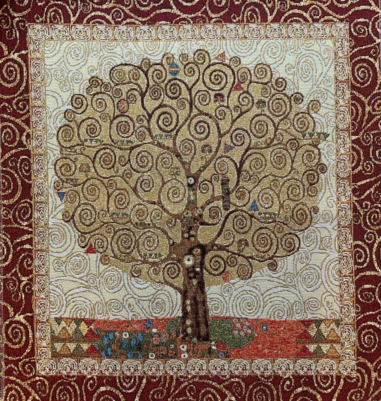 Гобелен, гобелен без рамы с люрексом Густав Климт "Древо жизни" /47х47 см