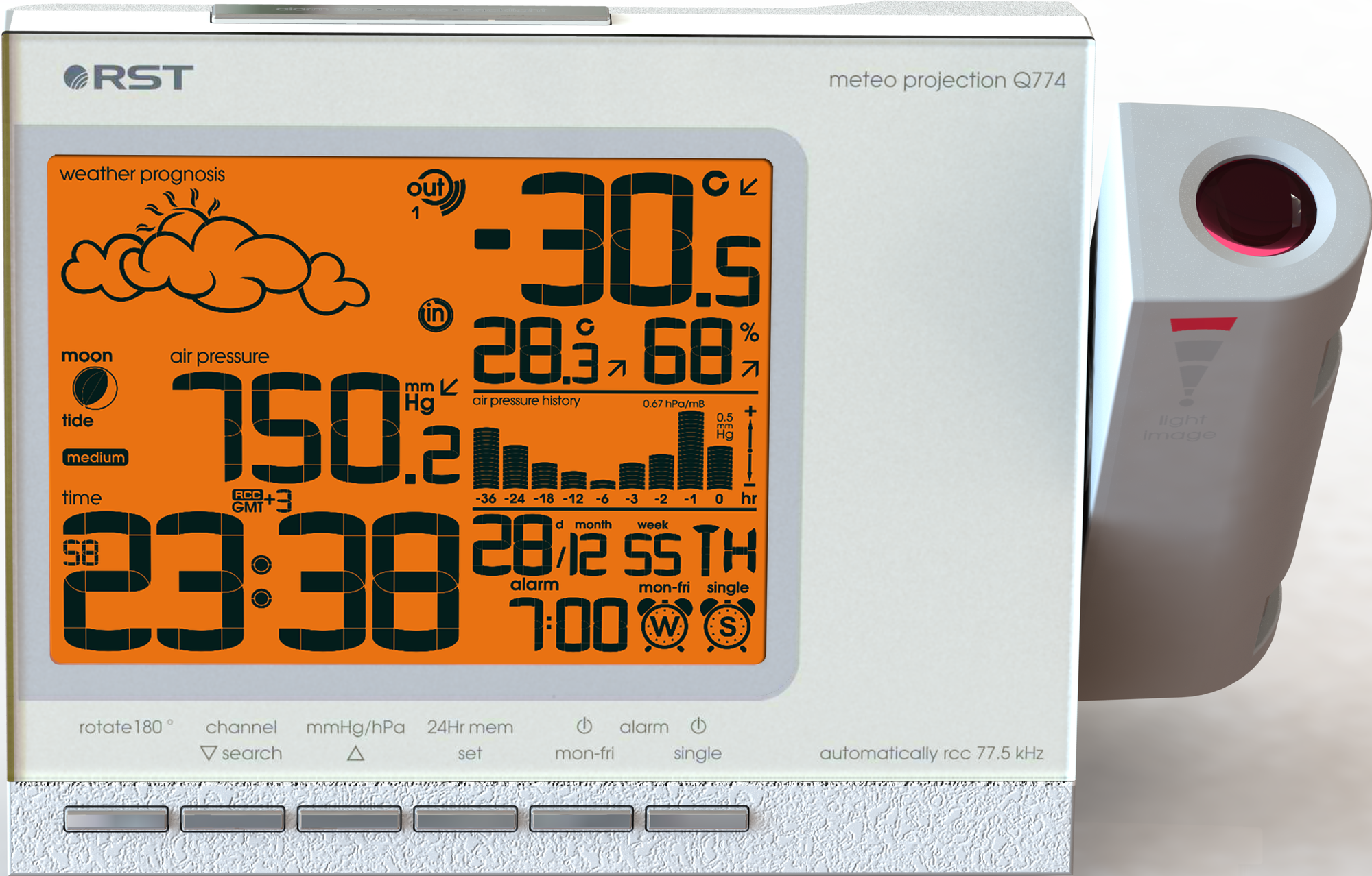 Проекционные часы метеостанция RST meteo projection Q774, слоновая кость